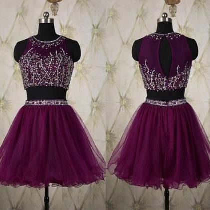 Elegant Two Pieces Homecoming Dresses,purple Homecoming Dresses,sexy ...