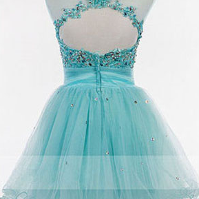 Short Blue Prom Dress, Lovely Open Back Prom Dress on Luulla