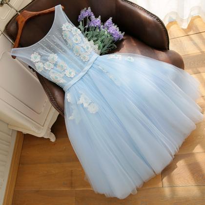 Sky Blue Tulle Homecoming Dress With A Line ,Short Cocktail Dress ...