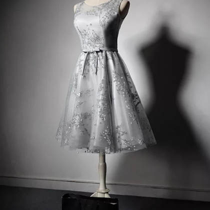 Fashion Gray Prom Dresses Graduation Formal Robe Girl Birthday Backless ...