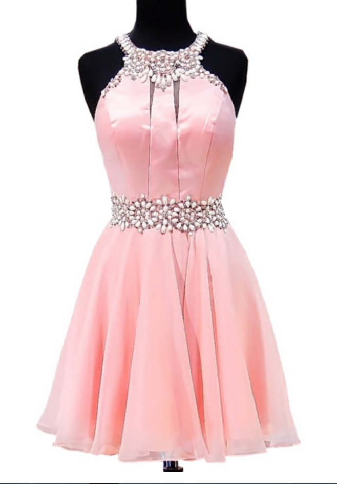 A-line Beaded Crystals Junior Chiffon Party 8th Grade Prom Dresses on ...