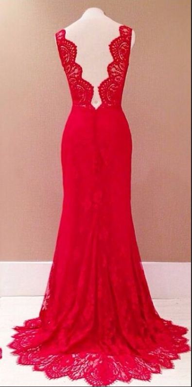 Appliques Mermaid Tulle Lace Prom Dresses on Luulla