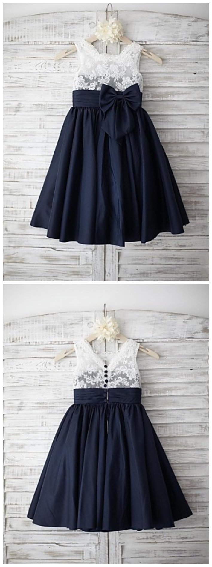 Cute Girl With Dark Blue Kids Beautiful Ball Gown Flower Girls Dresses ...