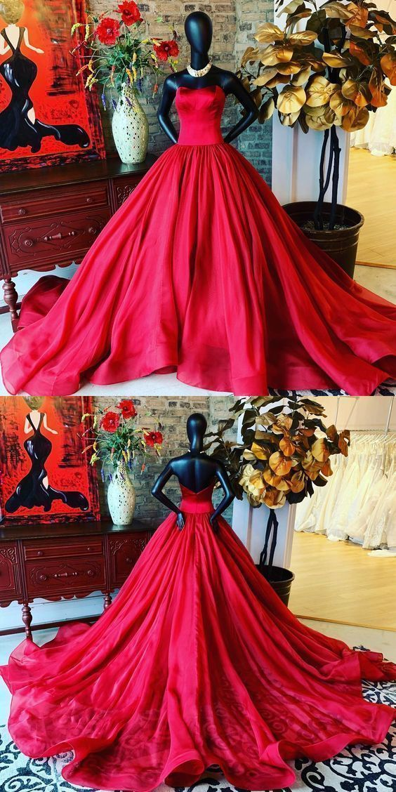 Red Strapless Red Long Ball Gown, Formal Evening Dresses on Luulla