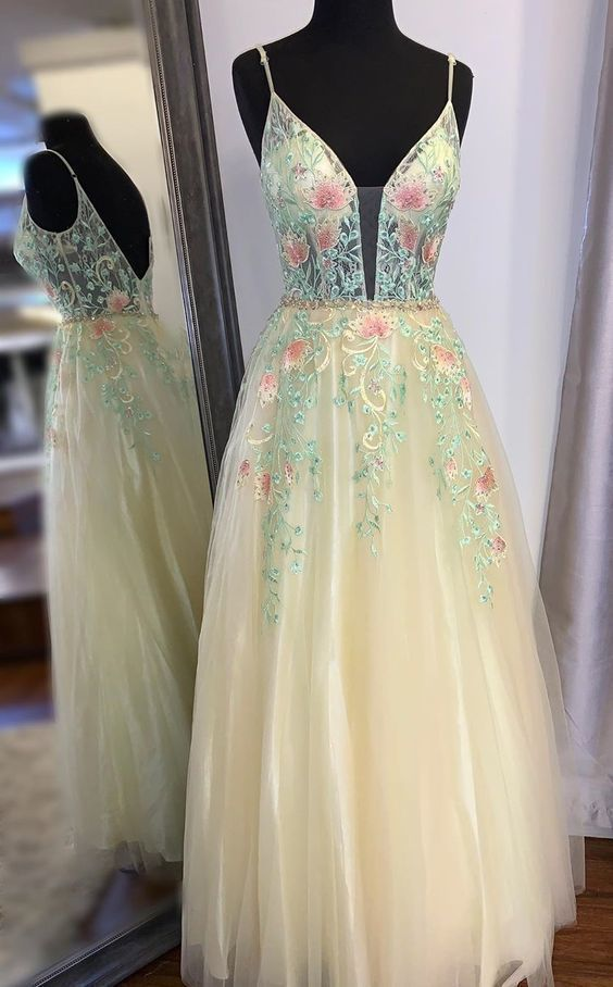 Pretty Long Prom Dresses, Modest Yellow Prom Gowns on Luulla