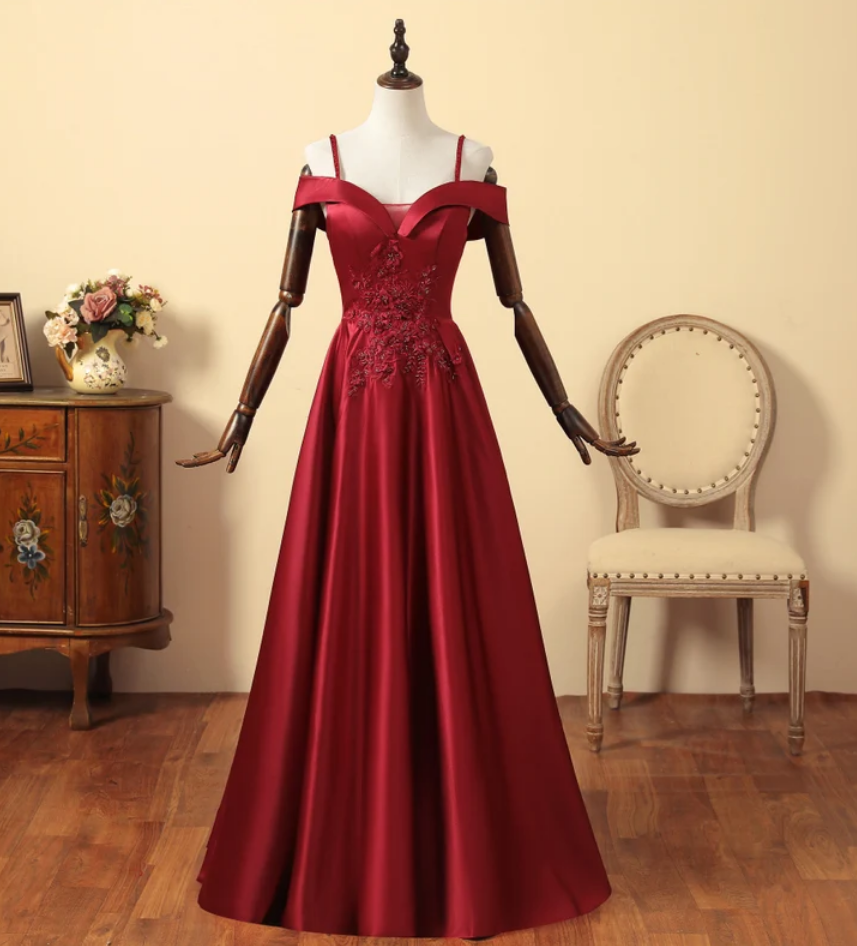 Prom Dresses Satin Wedding Dress Prom Dress Spaghetti Straps Wedding ...