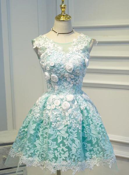 Lovely Lace With Floral Party Dress, Cute Short Prom Dress on Luulla