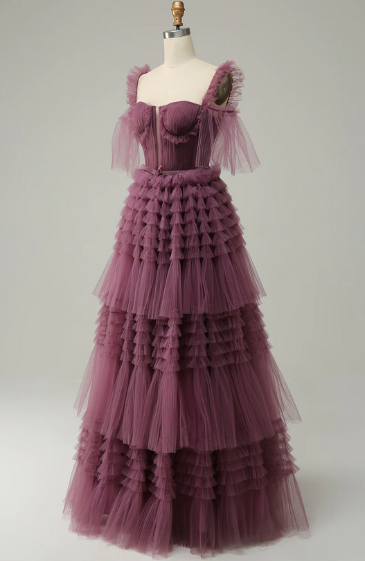 Elegant A Line Tulle Formal Prom Dress, Beautiful Prom Dress, Banquet ...