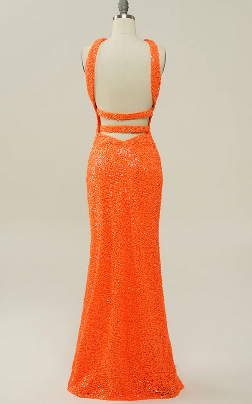 Elegant Cross Neck Sequins Formal Prom Dress, Beautiful Prom Dress ...