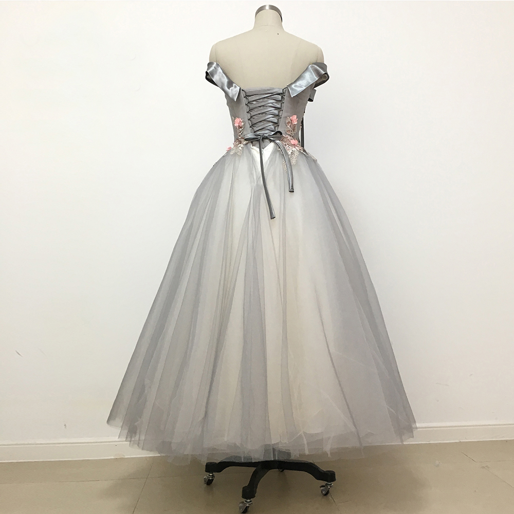Elegant Off-shoulder Lace Tulle Formal Prom Dress, Beautiful Long Prom ...