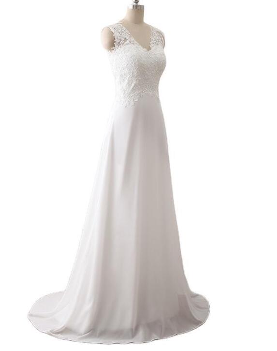 Elegant Chiffon Simple Lace Applique Formal Prom Dress, Beautiful Prom ...