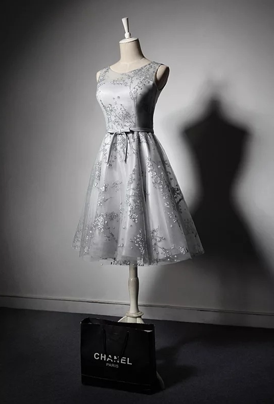 Fashion Gray Prom Dresses Graduation Formal Robe Girl Birthday Backless ...