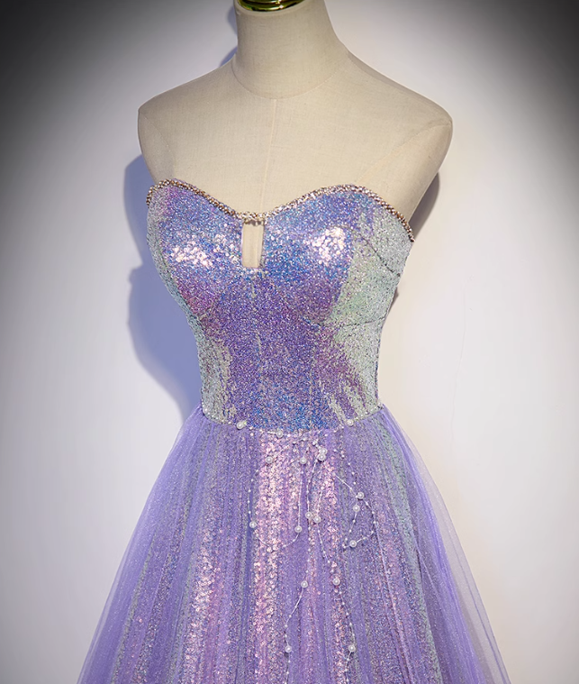Prom Dresses, Purple Sheath Sequined Evening Gowns Dresses High-end ...