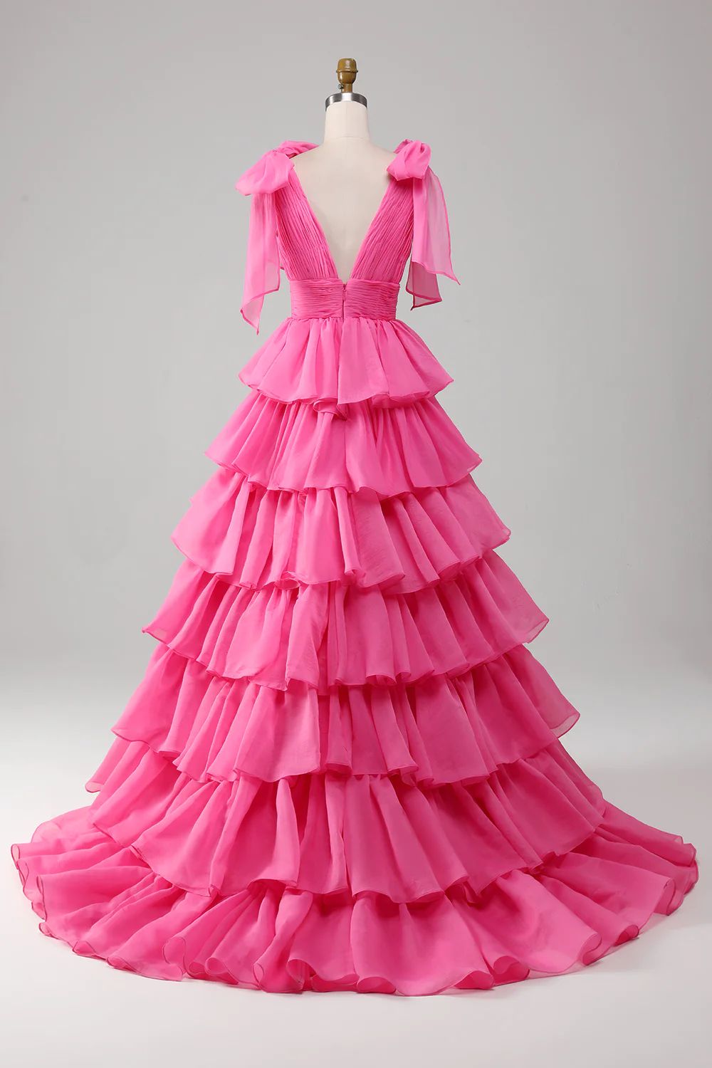 Prom Dress,princess A-line V-neck Fuchsia Prom Dress With Slit on Luulla