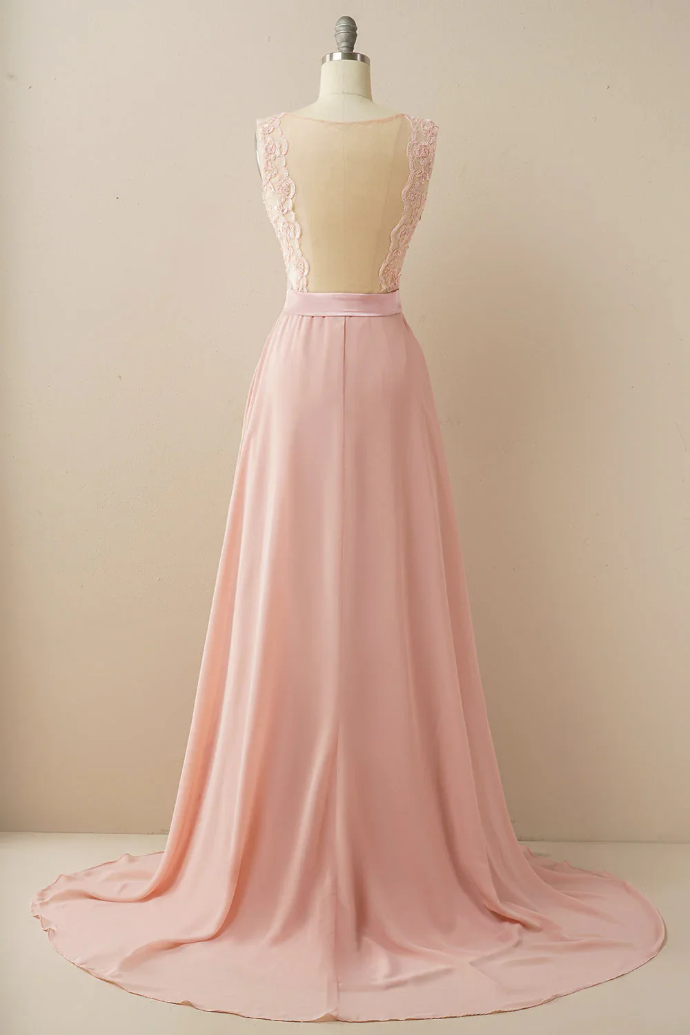 A-line Empire Elegant Prom Formal Evening Dress Illusion Neck ...