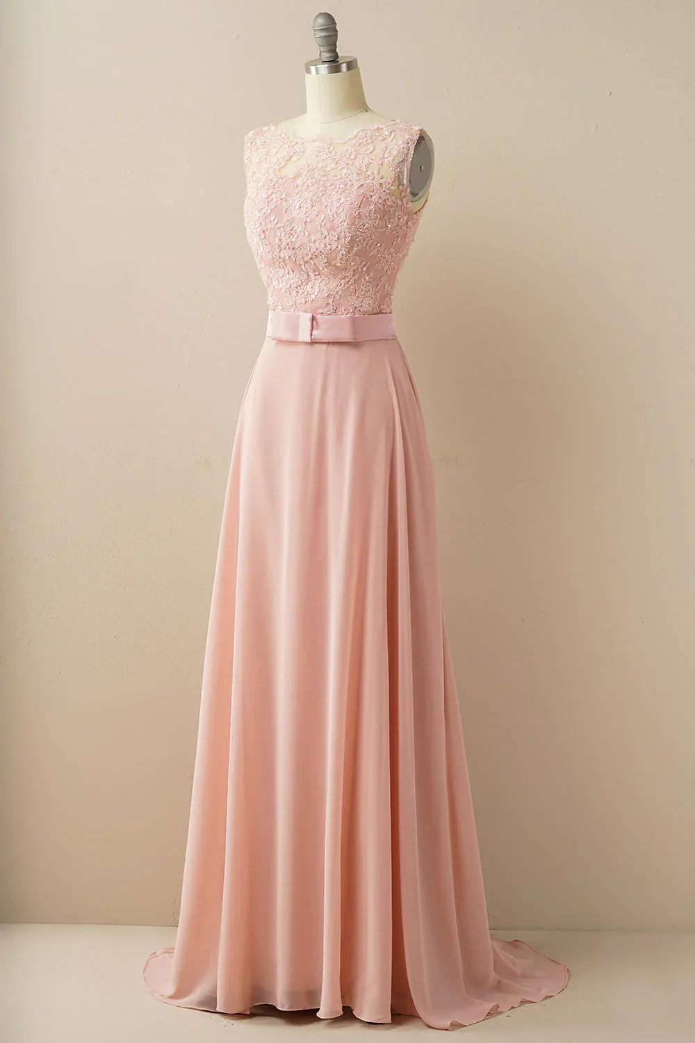 A-line Empire Elegant Prom Formal Evening Dress Illusion Neck ...