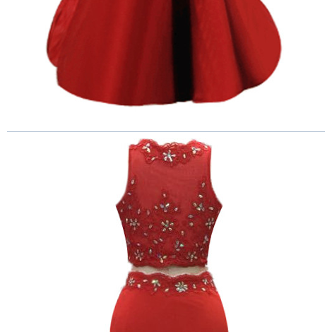 Mermaid Red Spandex Appliques Beaded Evening Dresses, Luxury Vestido De ...