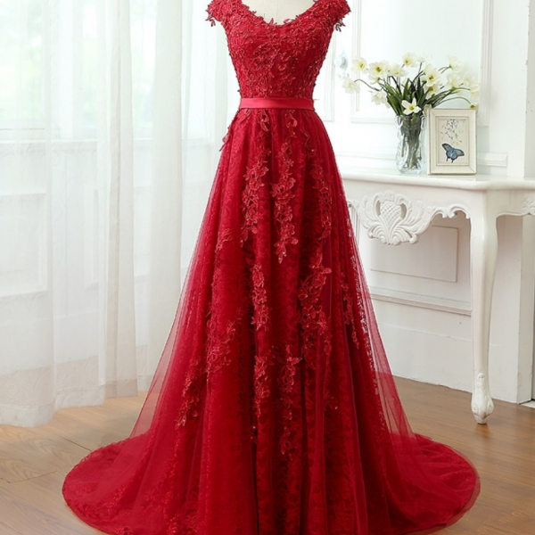Lace Evening Dresses , A Line Prom Formal Evening Gown Dress on Luulla