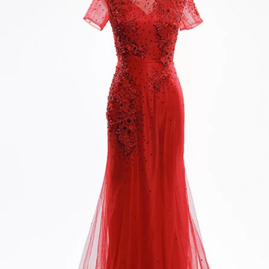 A Single Red Dress! Mermaid Long Appliques Evening Dress Formal Party ...