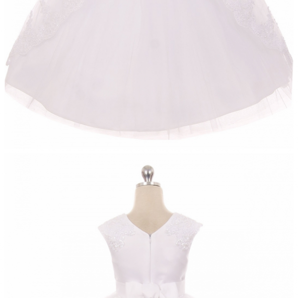 White Lace Applique Swoop Train Dress on Luulla