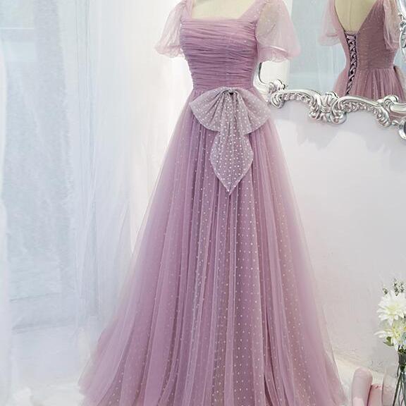 Princess Short Sleeves Long A-line Formal Dress, Beautiful Evening Gown ...