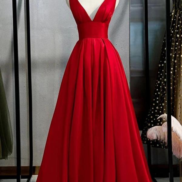Elegant Sleeveless Tulle Simple A Line V Neck Formal Prom Dress ...