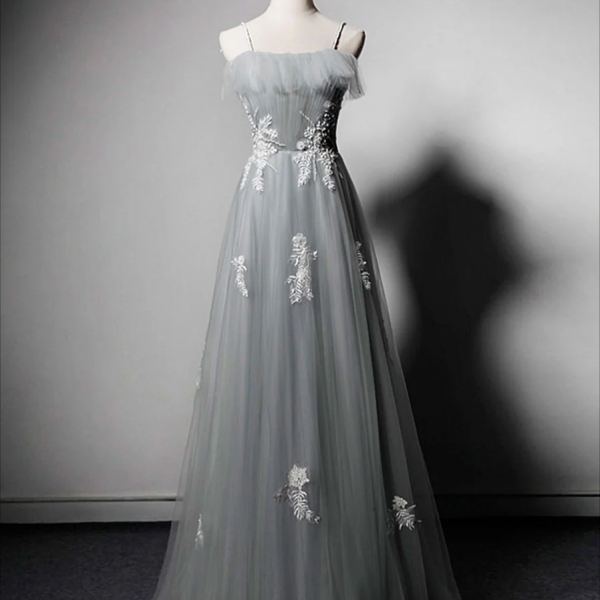Elegant Tulle Lace Long Sleeve Formal Prom Dress, Beautiful Long Prom ...
