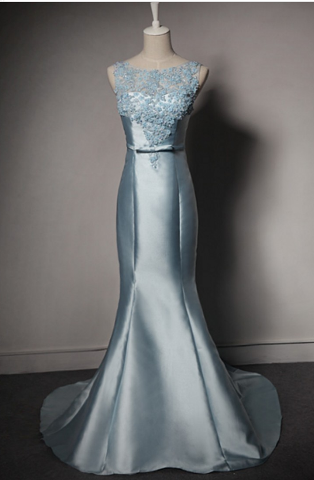 Satin Prom Dress,mermaid Prom Dress,appliques Prom Dress,long Prom ...