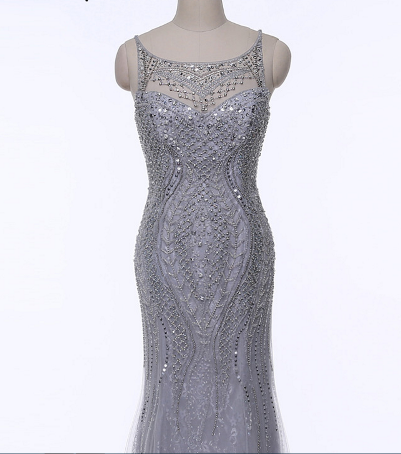 Grey Evening Sexy Dubai PROM Dresses, Evening Luxury Crystal Party ...