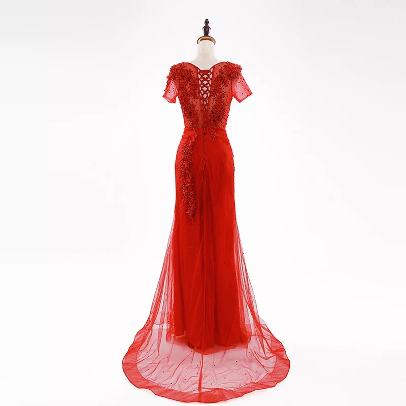 A Single Red Dress! Mermaid Long Appliques Evening Dress Formal Party ...