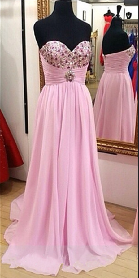 Prom Dress,pink Prom Dress,pretty Prom Dress,beaded Prom Dress,long ...