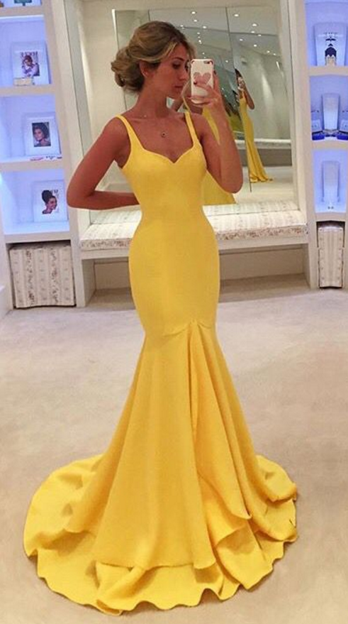 Yellow Prom Dress,mermaid Evening Dress,long Evening Gown,formal Dress ...