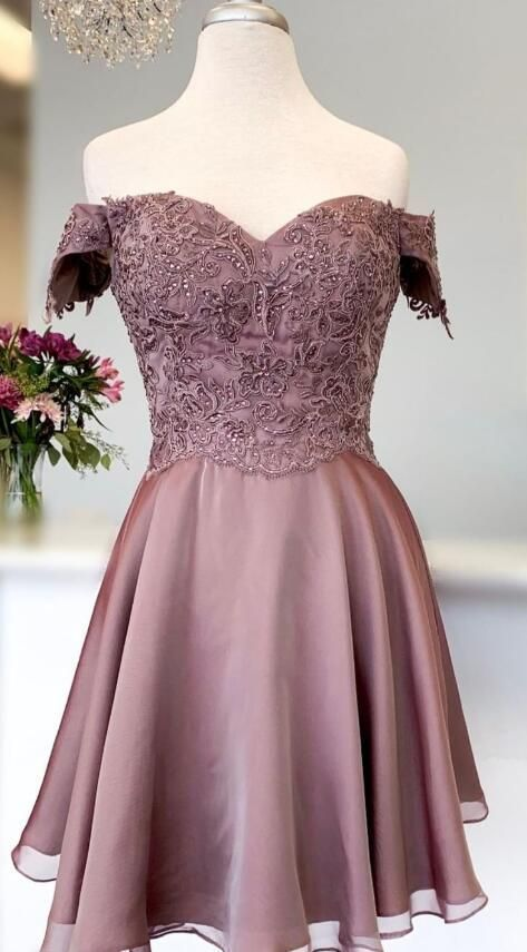 Sassy Wedding Princess Short Prom Dress Off The Shoulder, Brown ...