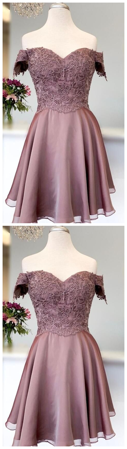 Sassy Wedding Princess Short Prom Dress Off The Shoulder, Brown ...