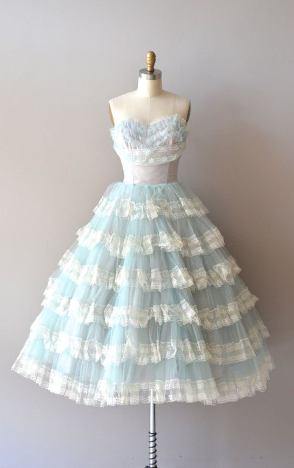 1950s Vintage Prom Dress, Lace Prom Gowns, Mini Short Homecoming Dress ...