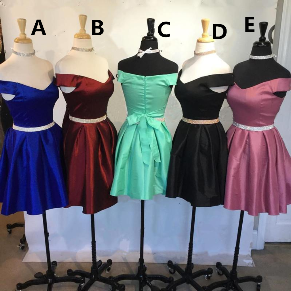 Short Satin V Neck Off Shoulder Prom Homecoming Dress On Luulla