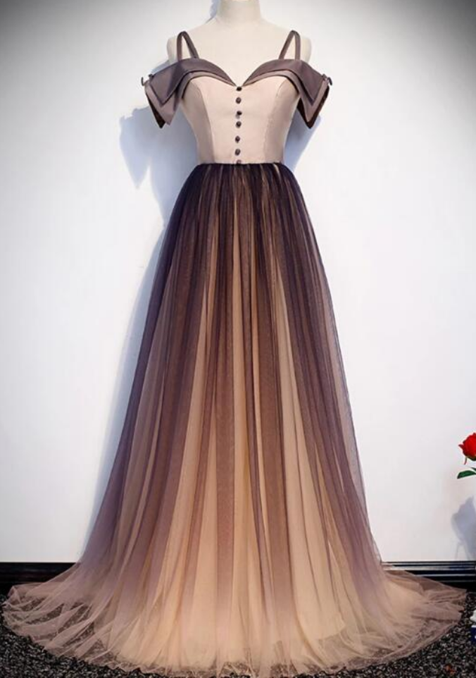 Prom Dresses Tulle Satin Off The Shoulder Long Prom Dress, Formal Dress ...
