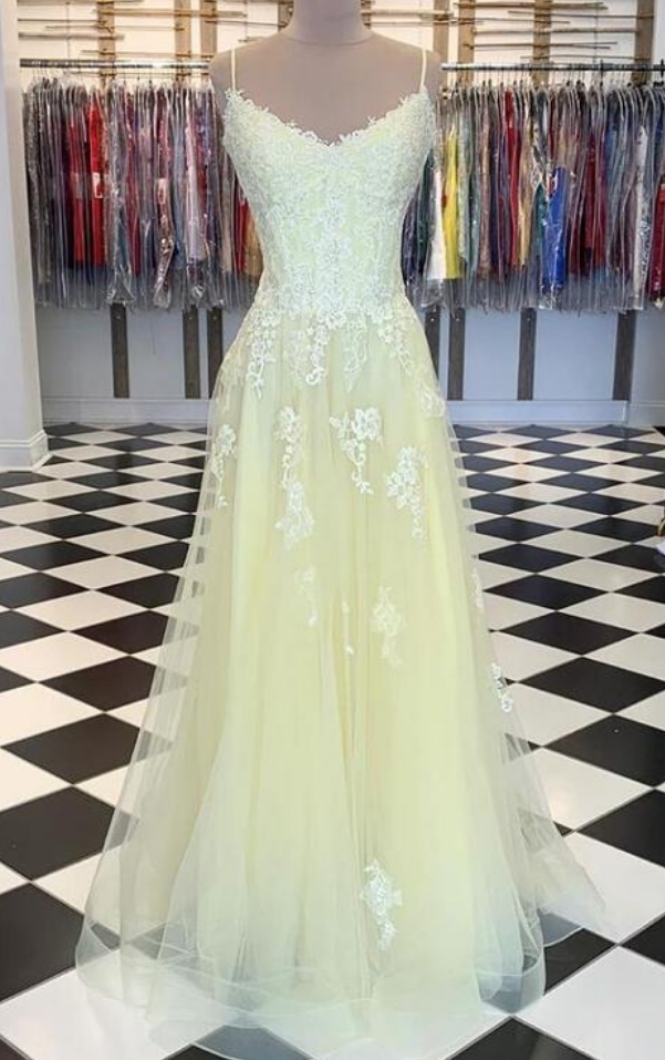 Prom Dresses A-line Long Prom Dress With Appliques ,school Dance ...