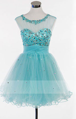 Short Blue Prom Dress, Lovely Open Back Prom Dress on Luulla