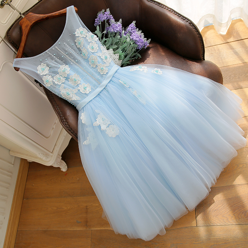 Sky Blue Tulle Homecoming Dress With A Line ,Short Cocktail Dress ...