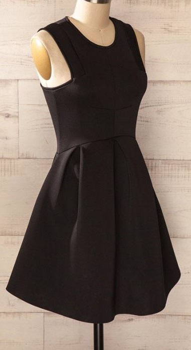 Black Satin Short Homecoming Dress, Black Sleeveless Mini Prom Dresses ...