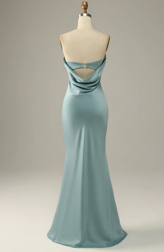 Elegant Mermaid Satin Formal Prom Dress, Beautiful Long Prom Dress ...