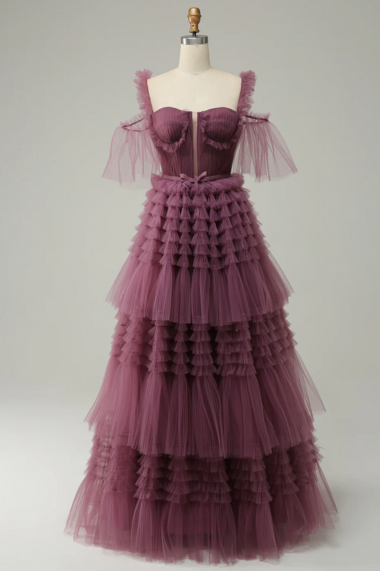 Elegant A Line Tulle Formal Prom Dress, Beautiful Prom Dress, Banquet ...