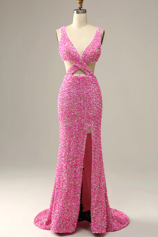 Elegant Sequins Formal Prom Dress, Beautiful Prom Dress, Banquet Party ...