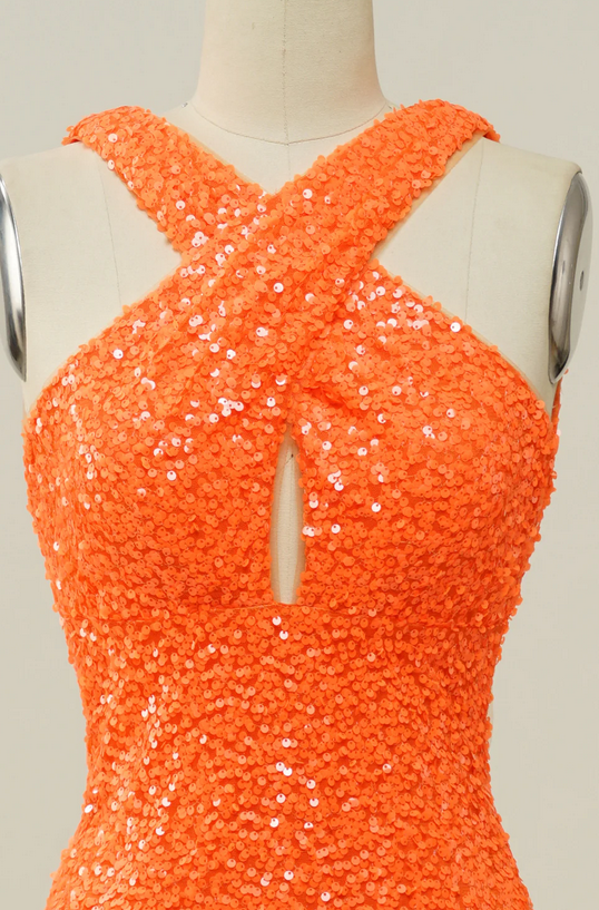 Elegant Cross Neck Sequins Formal Prom Dress, Beautiful Prom Dress ...