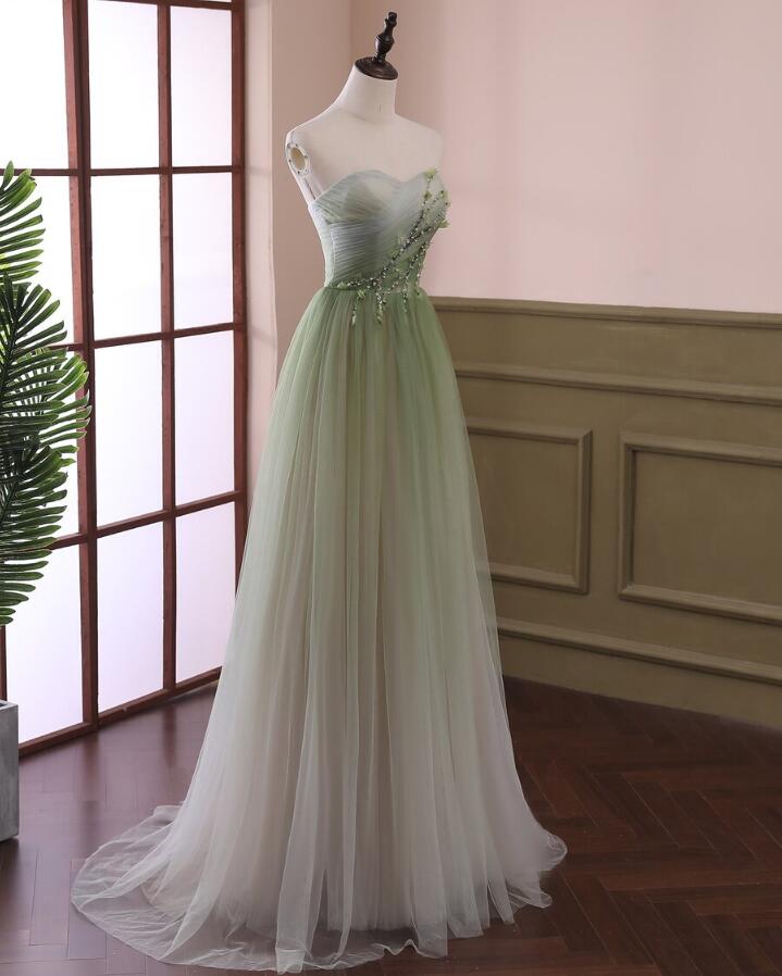Elegant A-line Sweetheart Tulle Formal Prom Dress, Beautiful Long Prom ...