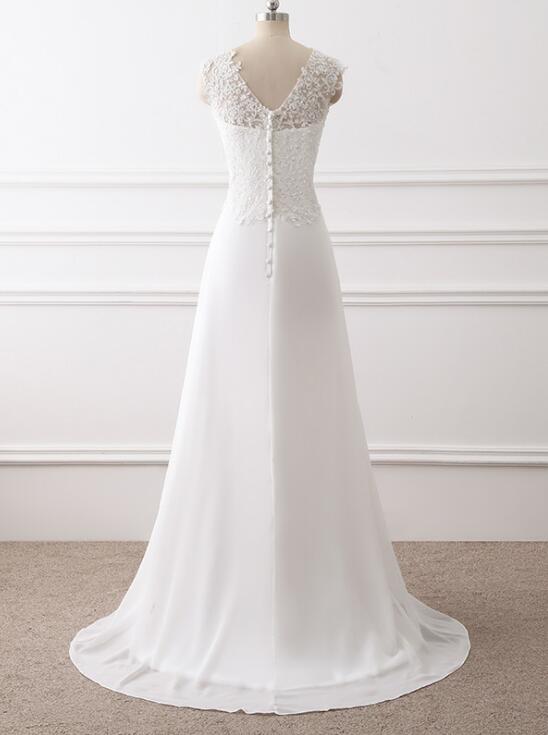 Elegant Chiffon Simple Lace Applique Formal Prom Dress, Beautiful Prom ...