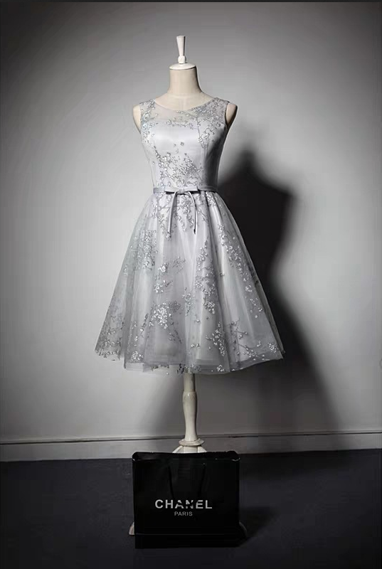 Fashion Gray Prom Dresses Graduation Formal Robe Girl Birthday Backless ...